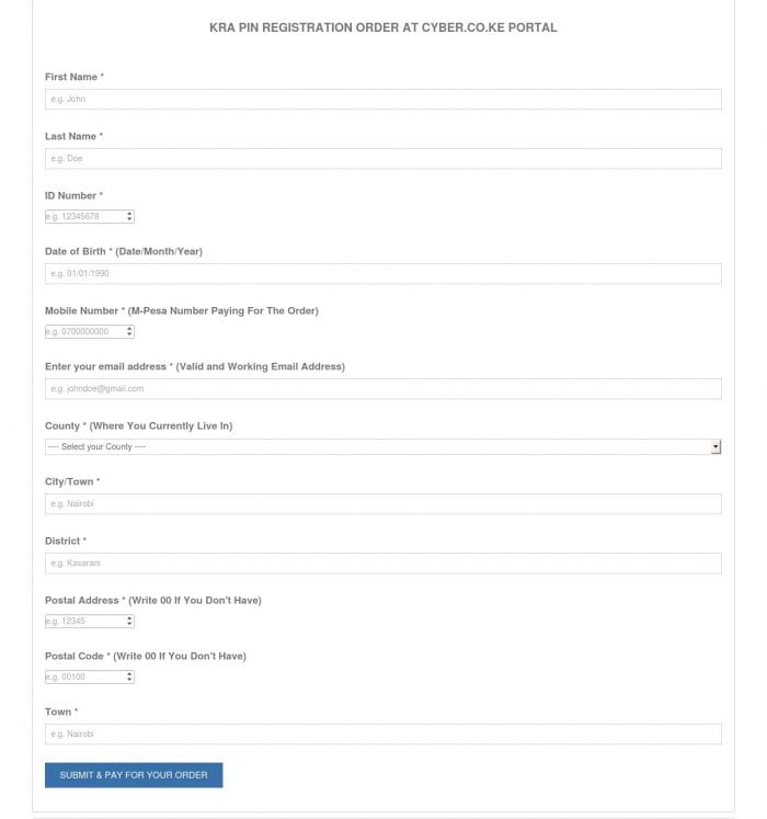 How To Apply For KRA PIN Registration