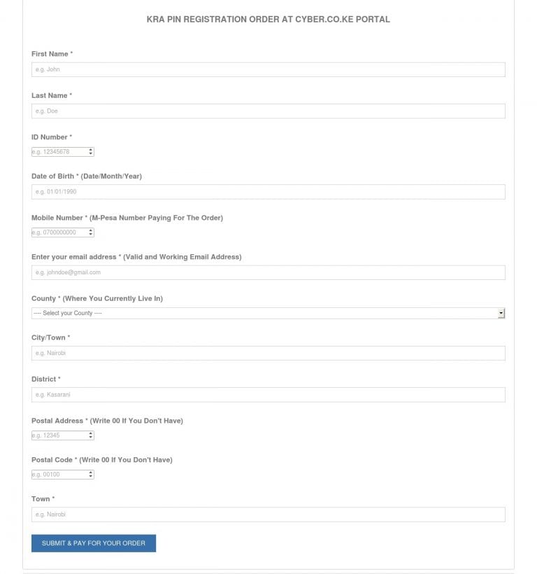 How To Apply For KRA PIN Registration