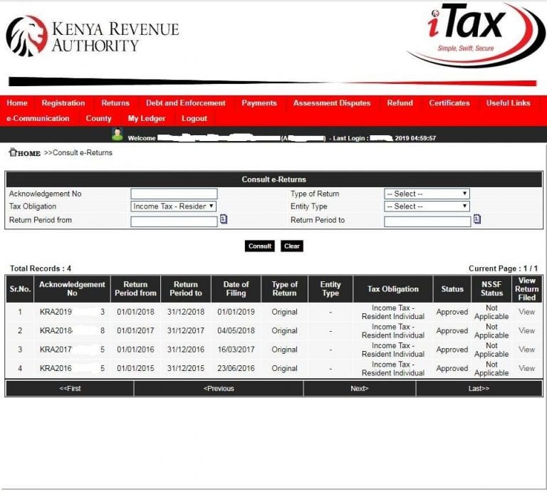 How To View Filed Returns on iTax