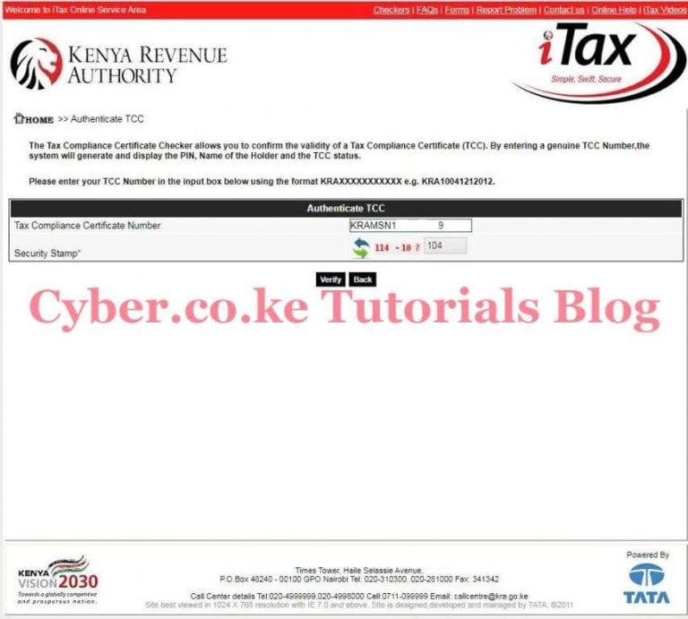 How To Verify KRA Tax Compliance Certificate Using iTax TCC Checker
