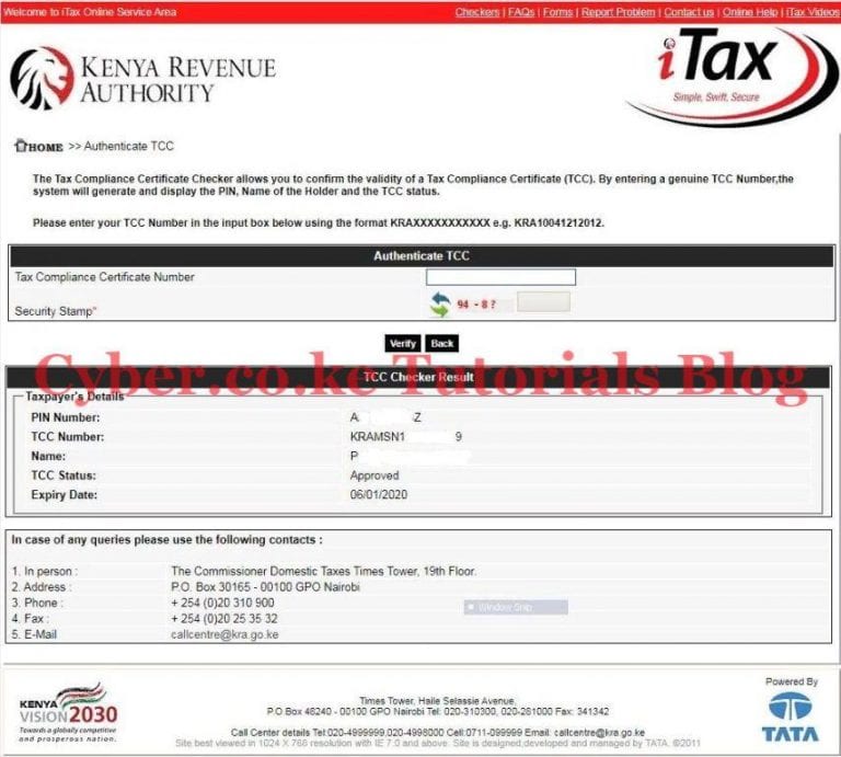 How To Verify KRA Tax Compliance Certificate Using iTax TCC Checker