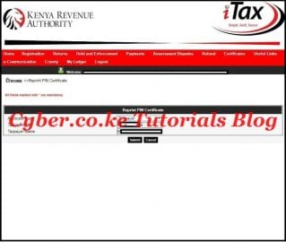 How To Reprint KRA PIN Certificate On KRA iTax Portal
