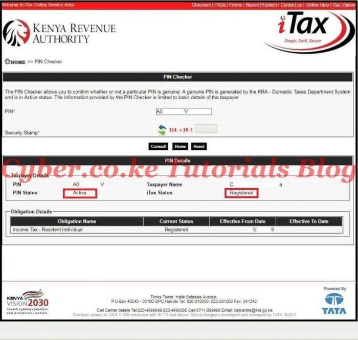 How To Confirm The Validity Of KRA PIN Using iTax PIN Checker