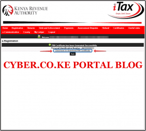 KRA PIN Certificate Download Process On KRA iTax Portal