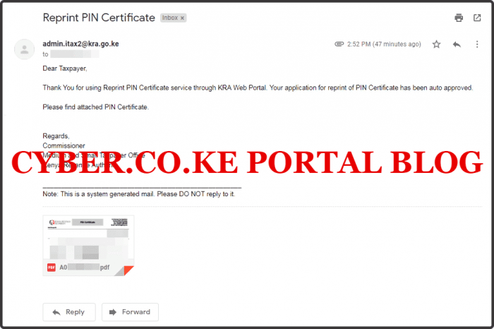 KRA PIN Certificate Download Process On KRA iTax Portal