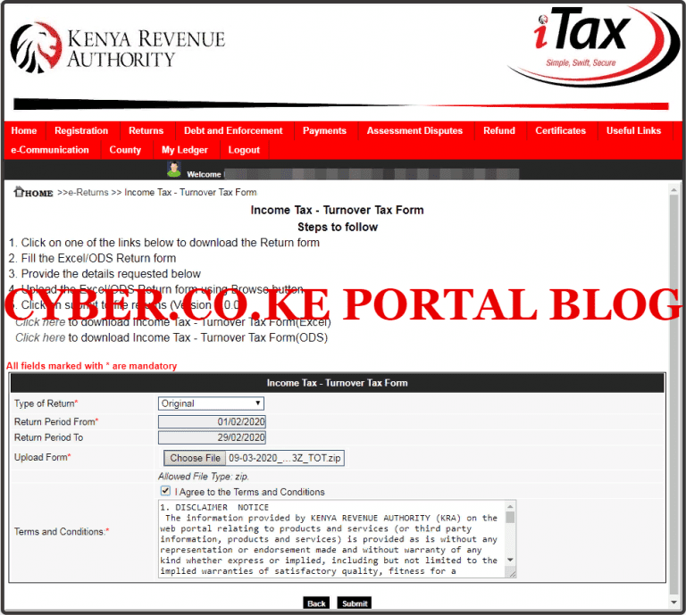 How To File Turnover Tax Returns In Kenya Using iTax Portal