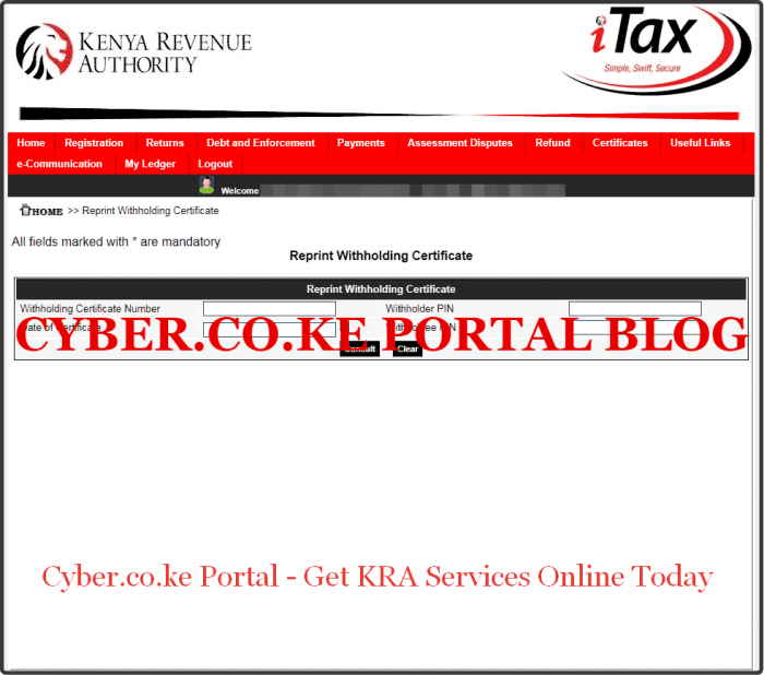 How To Reprint KRA Withholding Certificate On iTax Portal