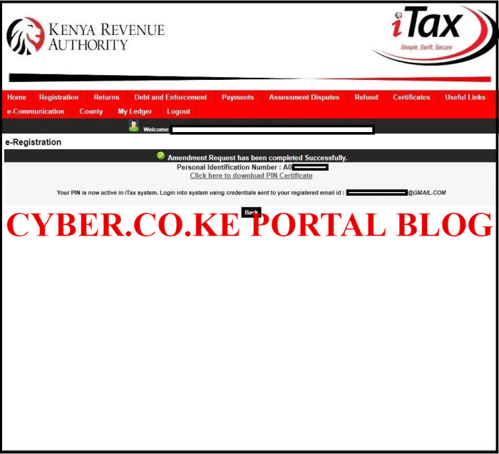 How To Change KRA Mail Using iTax Portal