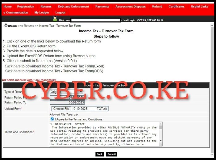 How To Upload Turnover Tax Returns Form On KRA Portal